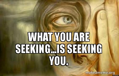 what you are seeking...is seeking you. - oiuyhghjkloiuy Meme Generator