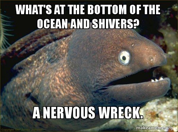 What's at the bottom of the ocean and shivers? A nervous wreck. - Bad ...