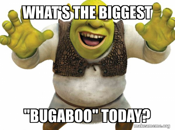 what's the biggest "bugaboo" today? - Shrek Meme Generator