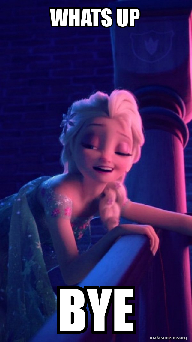 whats up bye - Drunk Elsa Meme Generator