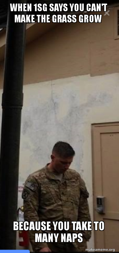 When 1SG says you can't make the grass grow because you take to many ...