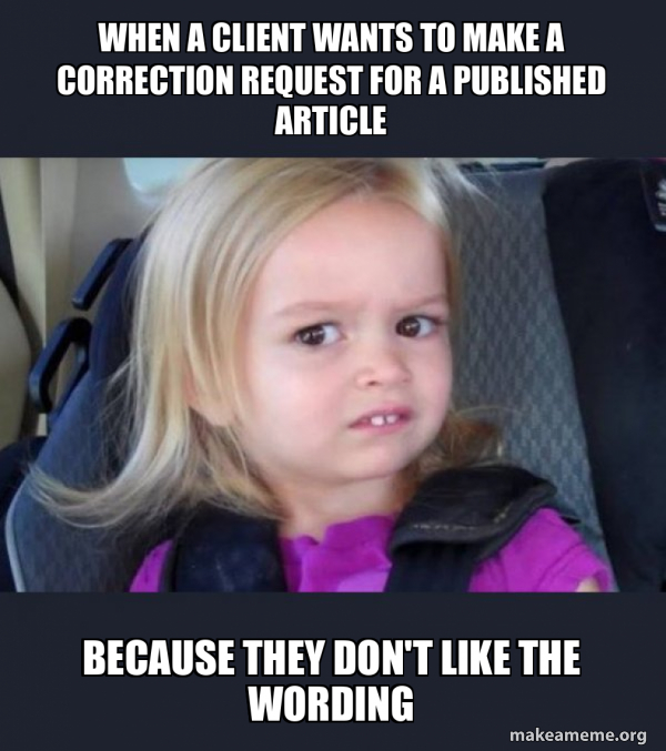 When a client wants to make a correction request for a published ...