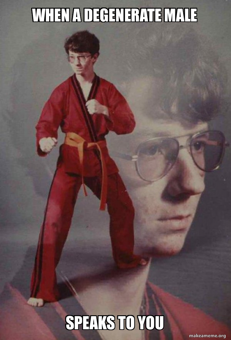 When a degenerate male Speaks to you - Karate Kyle Meme Generator