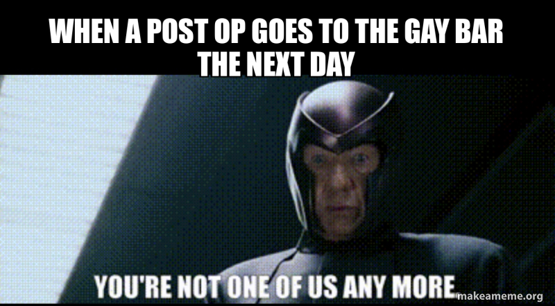 When a post op goes to the gay bar the next day Meme Generator