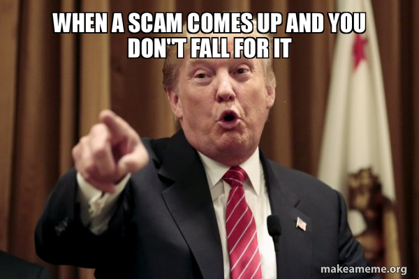 when a scam comes up and you don"t fall for it - Donald Trump Says Meme ...