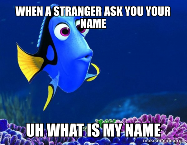 When a stranger ask you your name uh what is my name - Dory from Nemo ...