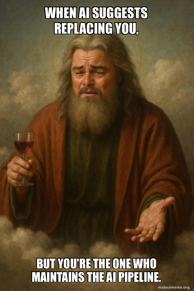 When AI suggests replacing you, But you're the one who maintains the AI ...