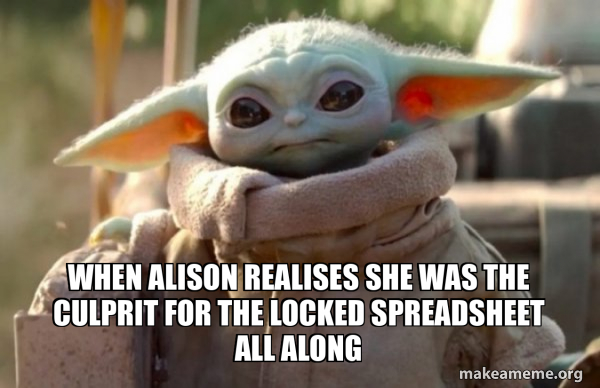 When Alison realises she was the culprit for the locked spreadsheet all ...