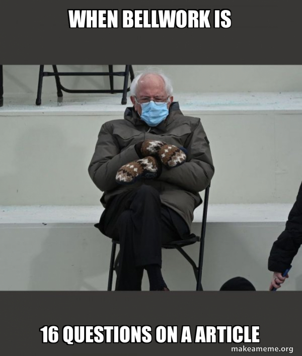 when bellwork is 16 questions on a article - Bernie Sanders at the ...