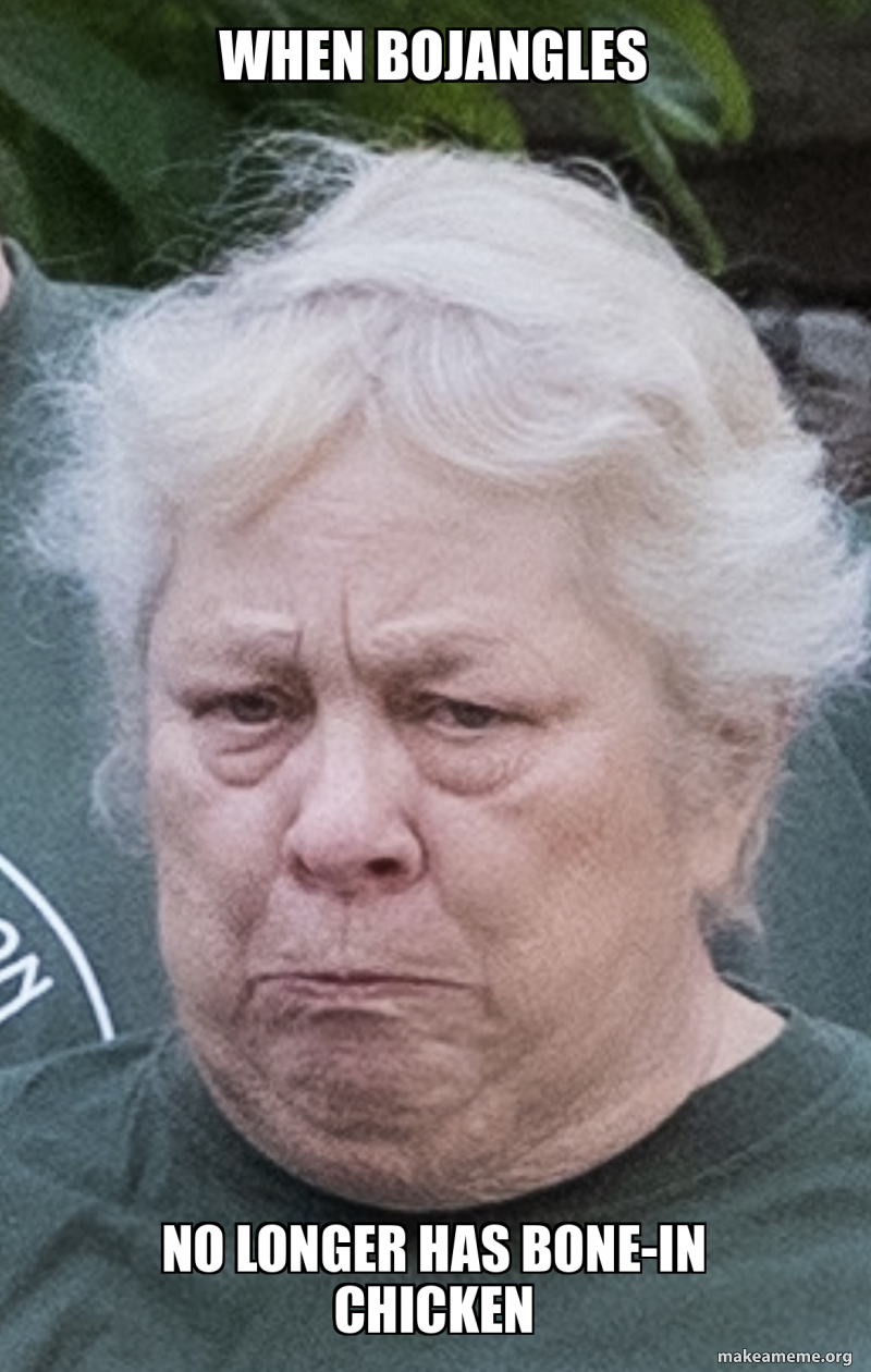 When bojangleS No longer has bone-in chicken Meme Generator