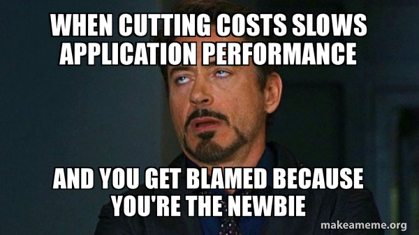 When cutting costs slows application performance And you get blamed ...