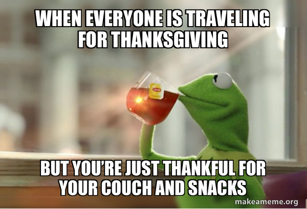 When everyone is traveling for Thanksgiving But you’re just thankful ...