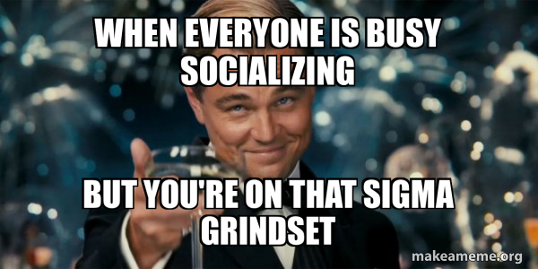 When everyone is busy socializing But you're on that sigma grindset ...