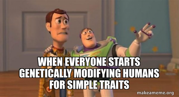 When everyone starts genetically modifying humans for simple traits ...