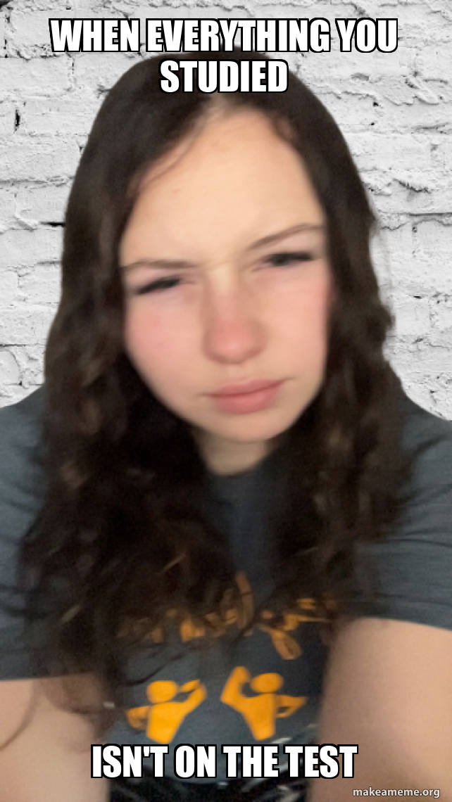 WHen EVerything You studied isn't on the test Meme Generator