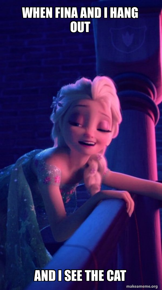 when fina and i hang out and i see the cat - Drunk Elsa Meme Generator