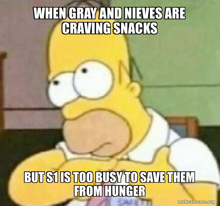 When Gray and Nieves are craving snacks But S1 is too busy to save them ...
