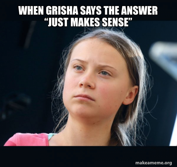 When grisha says the answer “just makes sense” - Greta Thunberg Meme ...