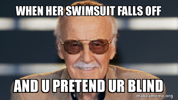when her swimsuit falls off and u pretend ur blind - Stan Lee Meme ...