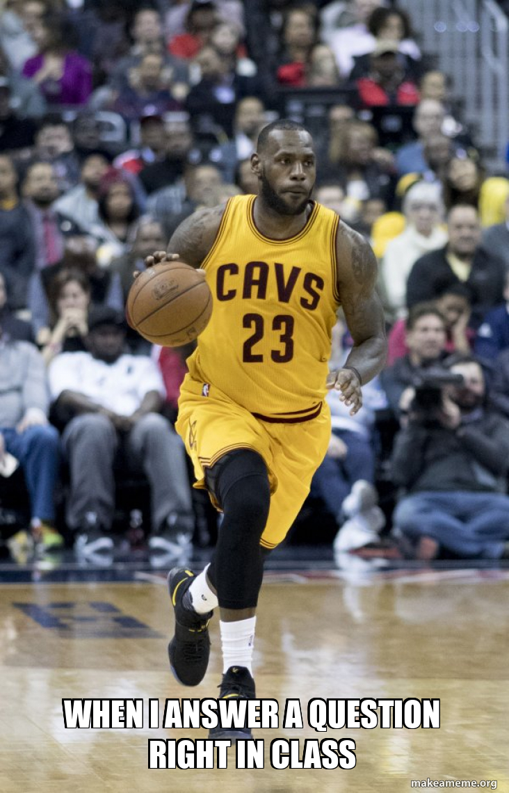 When I answer a question right in class - Lebron James Meme Generator