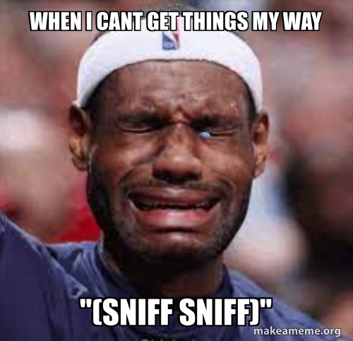 when i cant get things my way "(SNIFF SNIFF)" Meme Generator