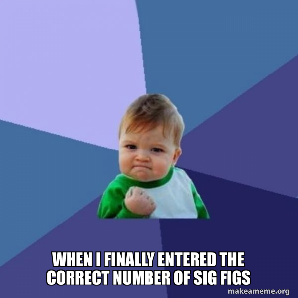When I finally entered the correct number of sig figs - Success Kid ...