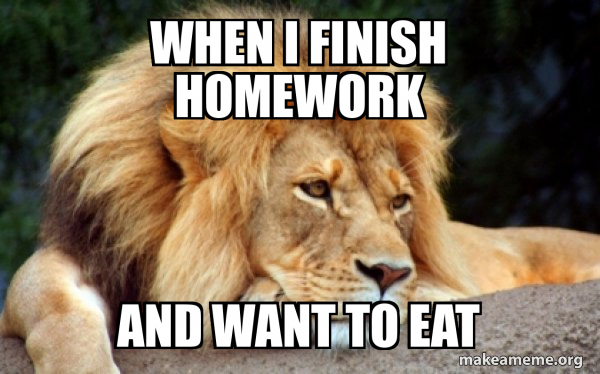 When I finish Homework And want to Eat - Confession Lion Meme Generator