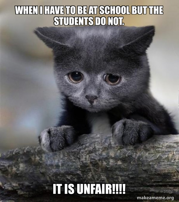 When I have to be at school but the students do not. IT IS UNFAIR ...
