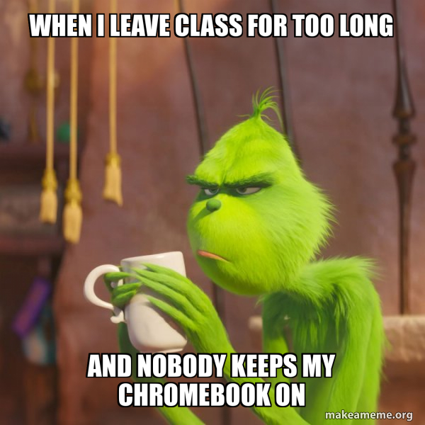 When I leave class for too long and nobody keeps my Chromebook on ...