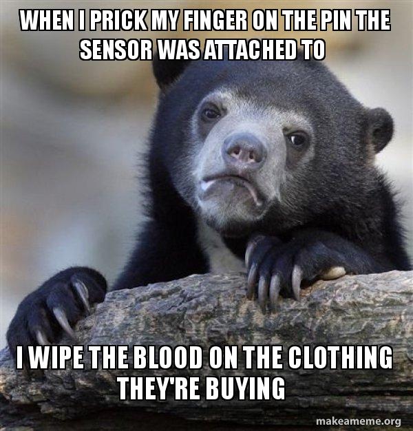 When I prick my finger on the pin the sensor was attached to I wipe the ...
