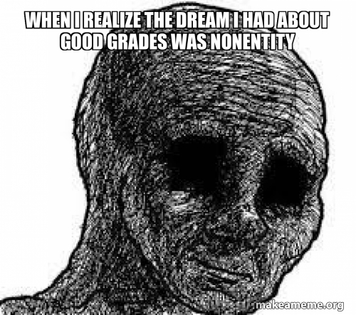 WHen i realize the dream i had about good grades was nonentity Meme ...