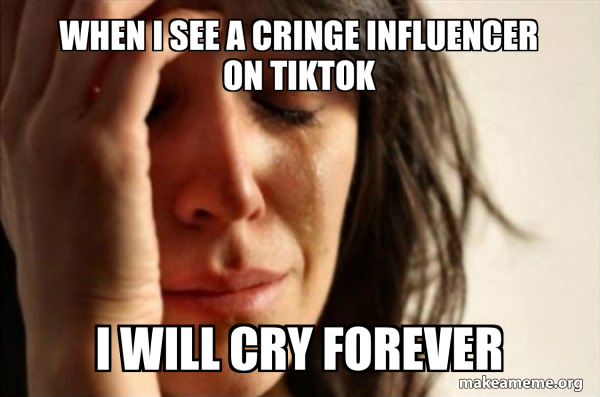 When I see a cringe influencer on TikTok I will cry forever - First ...