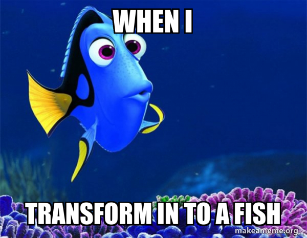 when i transform in to a fish - Dory from Nemo (5 second memory) Meme ...