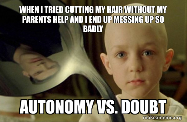 when I tried cutting my hair without my parents help and I end up ...