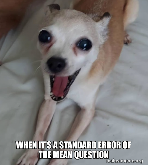 When it's a Standard Error of the mean question Meme Generator