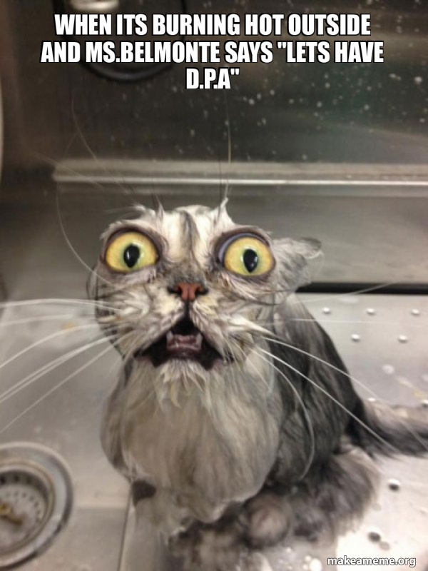 When its burning hot outside and Ms.Belmonte says "Lets have D.P.A ...
