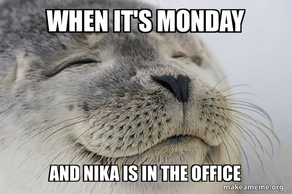 When it's monday ANd nika is in the office - Satisfied Seal Meme Generator