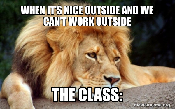 When it’s nice outside and we can’t work outside The class ...