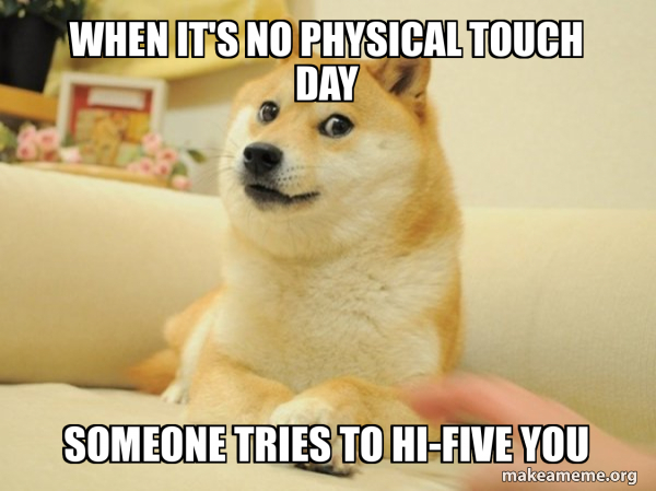 when it's no physical touch day someone tries to hi-five you - Doge ...