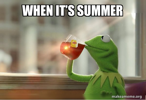 When it’s summer - Kermit Drinking Tea Meme Generator