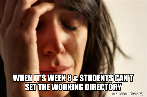 when it's week 8 & students can't set the working directory - First ...