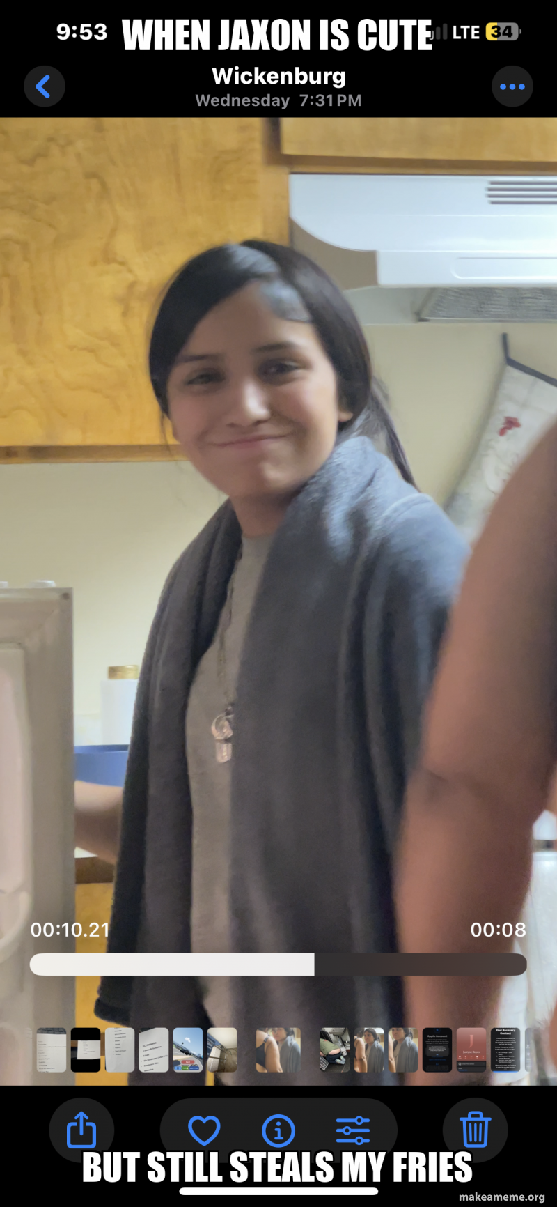 When Jaxon is cute But still steals my fries Meme Generator