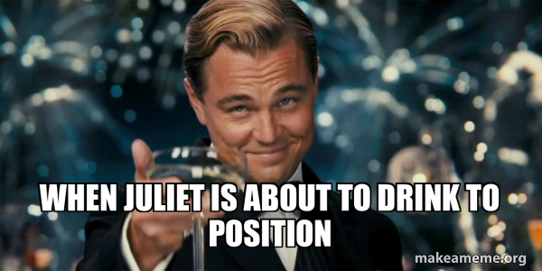when Juliet is about to drink to position - Great Gatsby Reaction ...