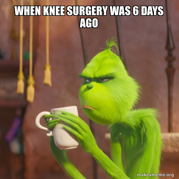 WHEN KNEE SURGERY WAS 6 DAYS AGO - Grinch Meme Generator