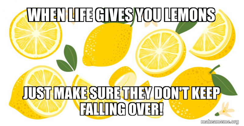 When life gives you lemons Just make sure they don't keep falling over ...