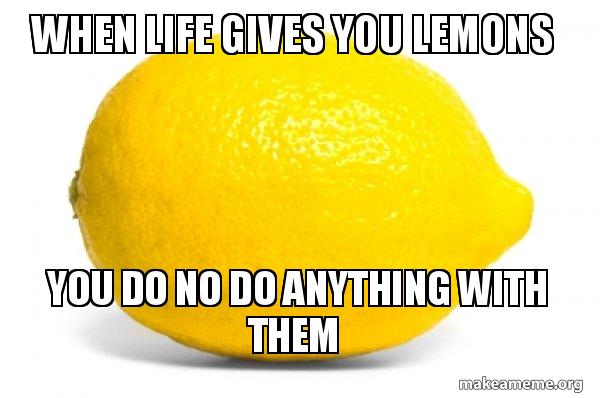 When life gives you lemons You do no do anything with them - Lemon Meme ...