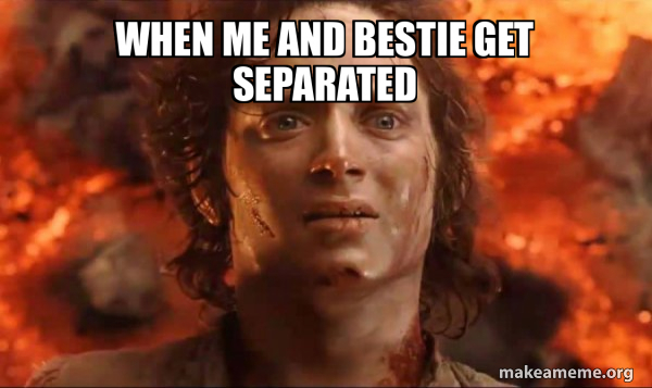 when me and bestie get separated - Frodo it's over it's done Meme Generator