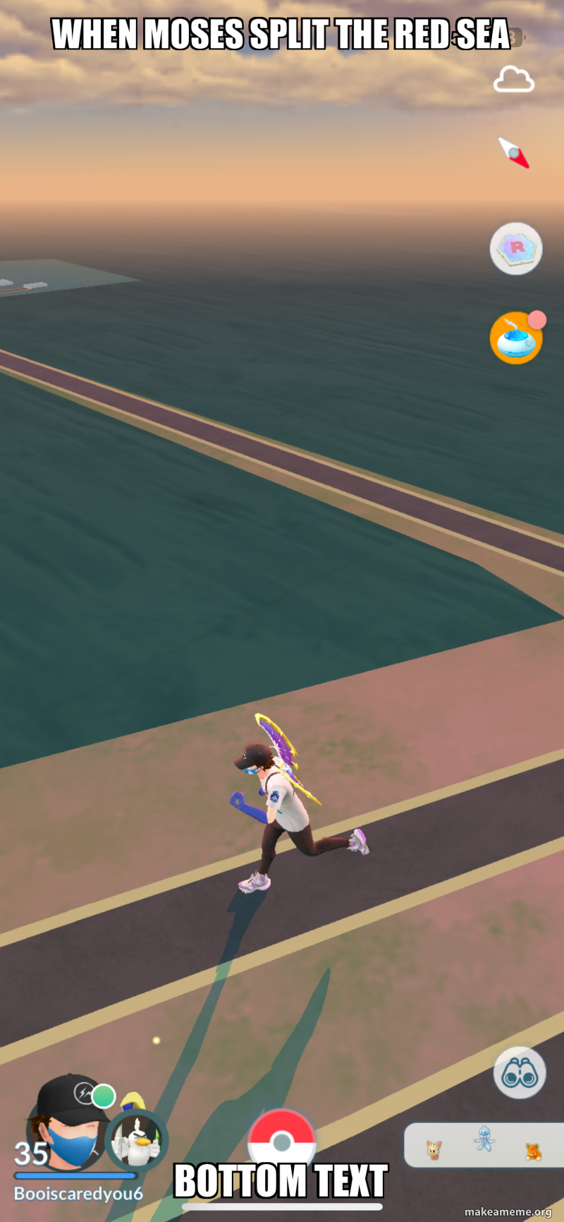 When moses split the red sea Bottom text Meme Generator