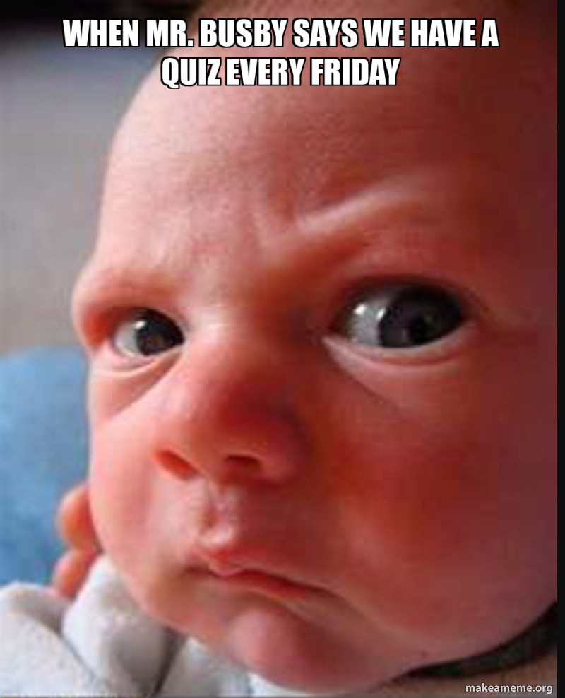 WHen mr. busby says we have a quiz every friday Meme Generator