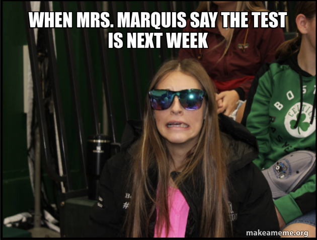 When Mrs. Marquis say the test is next week Meme Generator